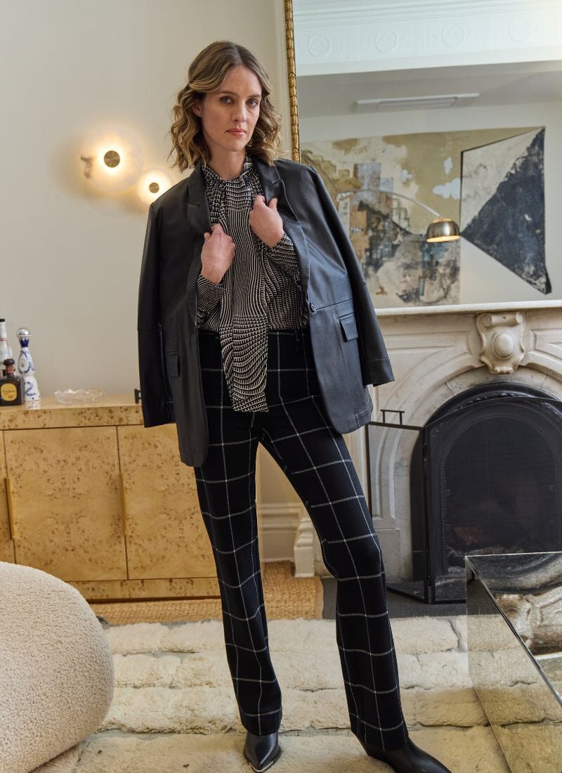 Janis Scarf Neck Pull on Blouse | Plaid Transformed – Paul Karaz Shoes